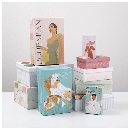 Набор подарочных коробок 10 в 1 GIRL, 12x7x4 - 32.5x20x12.5 см