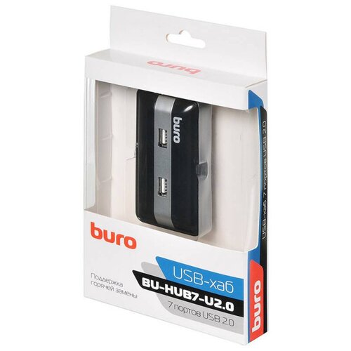 Разветвитель USB 2.0 Buro BU-HUB7-U2.0 7 портов USB, цвет черный (389738)