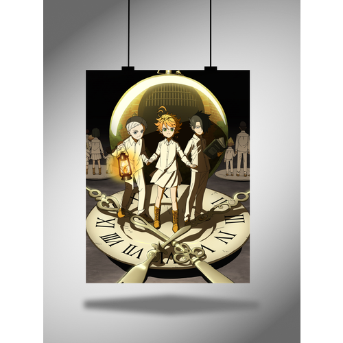 Постер плакат интерьерный на стену аниме Обещанный Неверленд А3