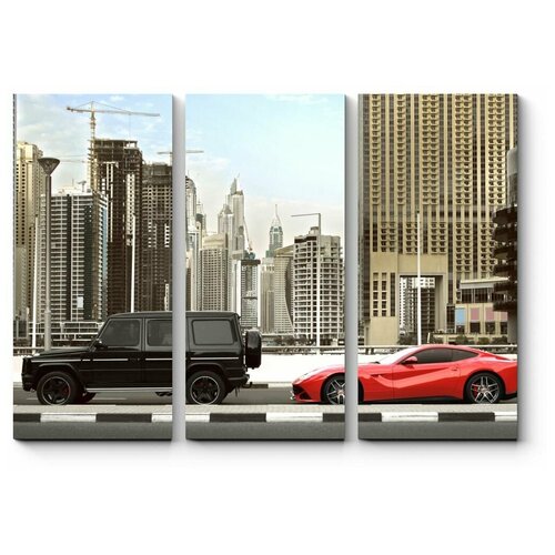 Модульная картина Роскошные автомобили в Дубае100x72