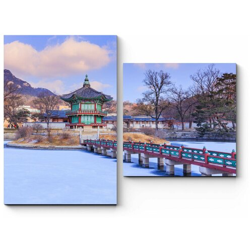 Модульная картина Кёнбоккун тихим зимним днем, Сеул 200x150