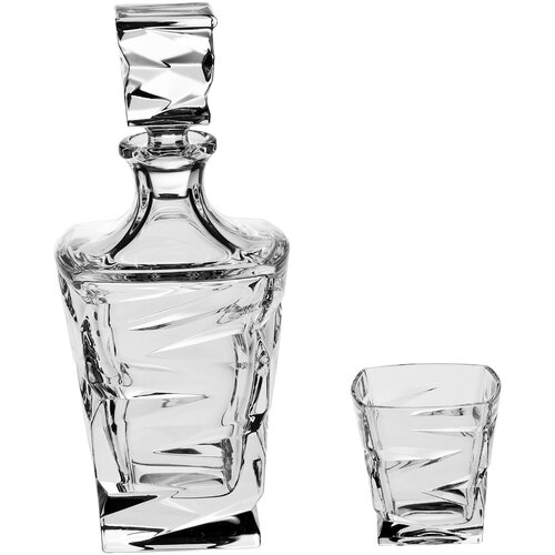 Набор для виски Crystal Bohemia ZIG ZAG 1 штоф 750 мл + 6 стаканов 300 мл хрусталь