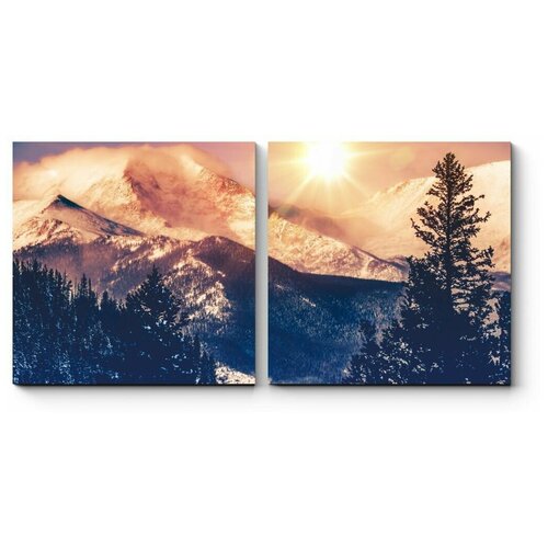 Модульная картина Солнце над горами Колорадо 100x50