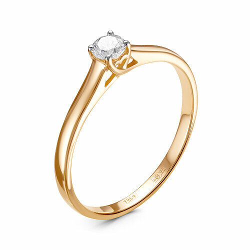Кольцо помолвочное Яхонт, красное золото, 585 проба, бриллиант, размер 16, бесцветный