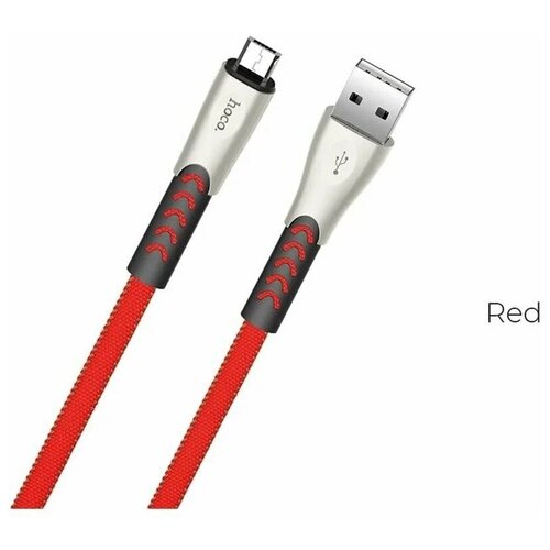 Кабель USB - микро USB HOCO U48 Superior, 1.2м, круглый, 2.4A, ткань, цвет красный