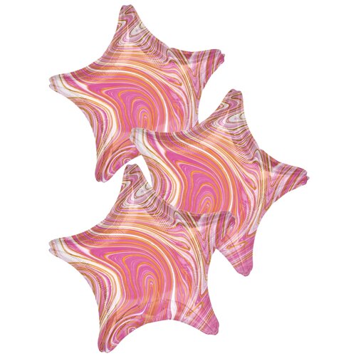 Набор воздушных шаров Anagram звёзды Мрамор, Розовый, 46 см, 3 шт