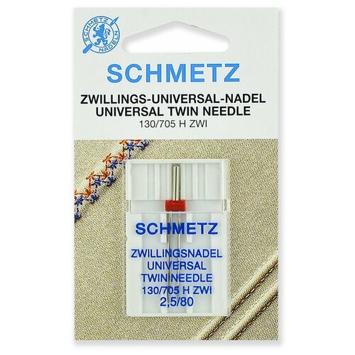 Игла/иглы Schmetz 130/705 H ZWI 2.5/80 двойная универсальная, серебристый