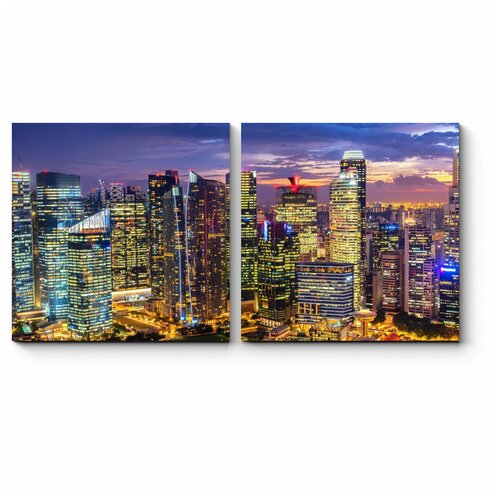 Модульная картина Чудесный закат в сердце Сингапура 50x25