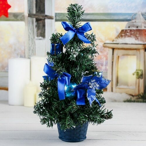 Зимнее волшебство Ёлка декор "Новогодний восторг" 30 см, синяя пуансетия