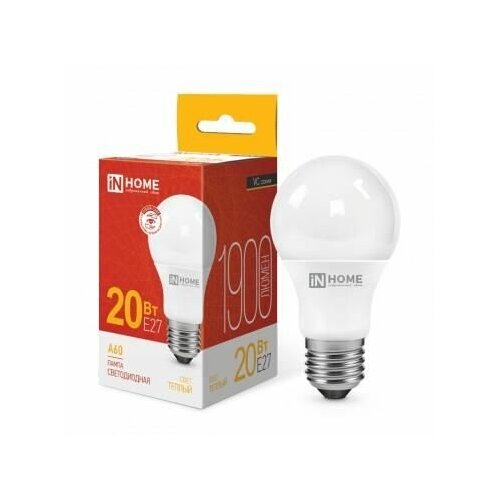 Лампа светодиодная LED-A60-VC 20Вт грушевидная 3000К тепл. бел. E27 1900лм 230В IN HOME 4690612020297 (Упаковка 5 штук)