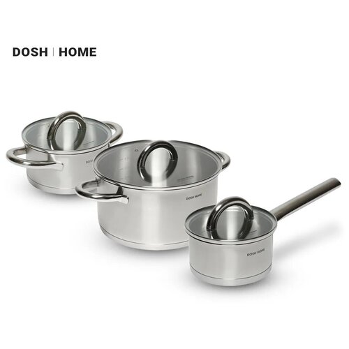 Набор посуды DOSH | HOME ARIES, из нержавеющей стали кастрюля 5 л, кастрюля 1,5 л, ковш 1 л, 3 предмета