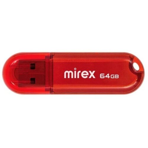 Флешка Mirex CANDY RED, 64 Гб , USB2.0, чт до 25 Мб/с, зап до 15 Мб/с, красная