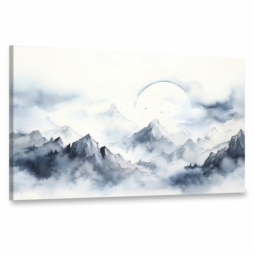 Интерьерная картина 100х60 "Горные вершины: величественная красота природы"