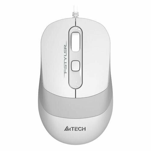 Мышь A4TECH Fstyler FM10S, оптическая, проводная, USB, белый и серый [fm10s usb white]
