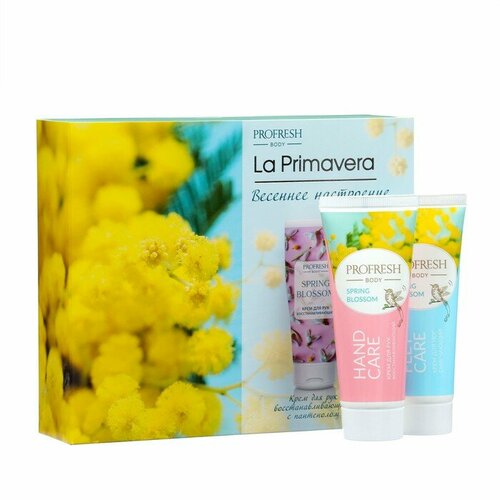 Подарочный набор La Primavera "Мимоза": Крем для рук, 75 мл + Крем для ног, 75 мл (комплект из 4 шт)