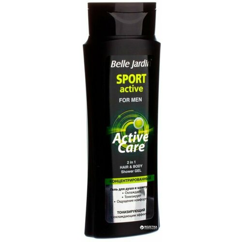 Belle Jardin Active Care Гель для душа и шампунь 2в1 Sport Active, тонизирующий с охлаждающим эффектом, 420 мл