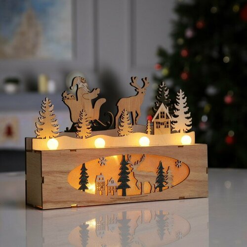 Светодиодная фигура Luazon Lighting "Новогодняя ночь", 24х17х6 см, дерево, АААх2, свечение теплое белое