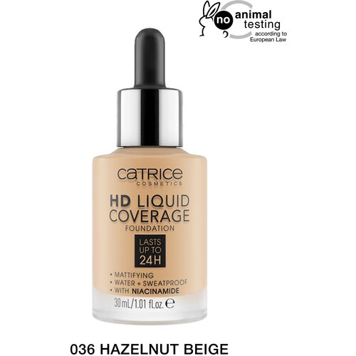 CATRICE Тональная эмульсия HD Liquid Coverage Foundation, 30 мл/130 г, оттенок: 036 Hazelnut Beige