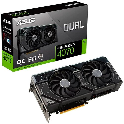 Видеокарта ASUS GeForce RTX 4070 Dual 12G OC 1920Mhz PCI-E 4.0 12288Mb 21000Mhz 192 bit HDMI 3xDP DUAL-RTX4070-O12G