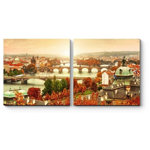 Модульная картина Прекрасные мосты осенней Праги 150x75