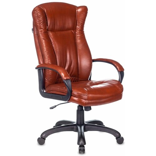 Кресло руководителя CH-879N коричневый Boroko-37 эко. кожа крестов. пластик / Компьютерное кресло для директора, начальника, менеджера