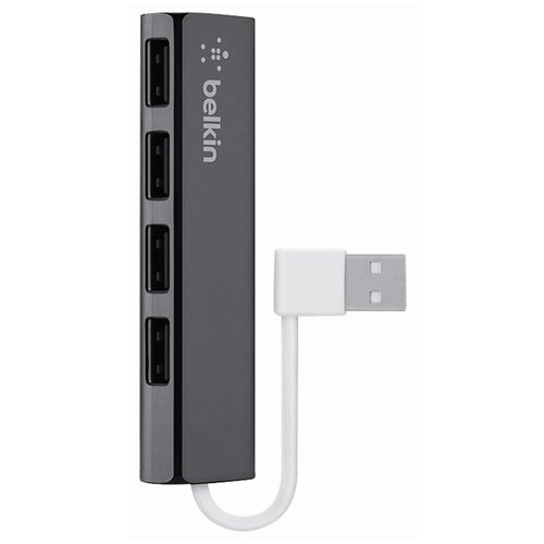 USB-концентратор  Belkin 4-Port Ultra-Slim Travel Hub, разъемов: 4, черный