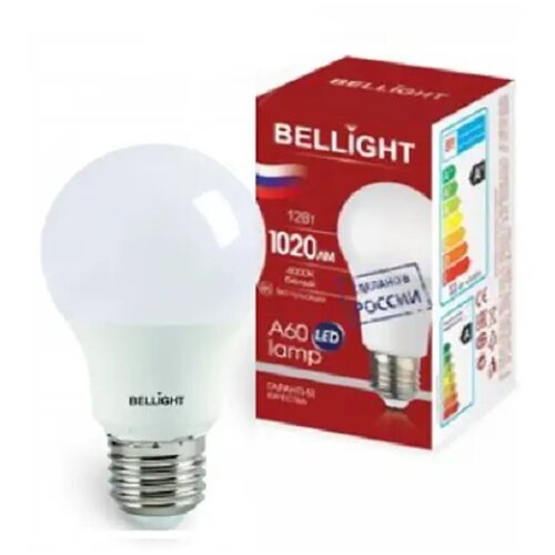 Лампа светодиодная LED A60 220V/12W/E27 1020Lm 4000К | код 88297788 | BELLIGHT (1 шт.)