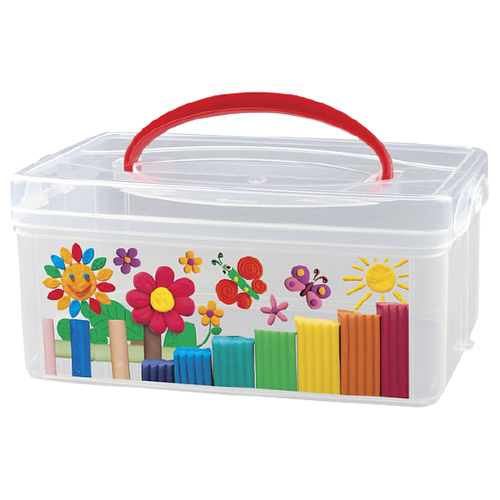 Коробка для хранения Econova с ручкой и декором, 16х16х10.8 см, разноцветный