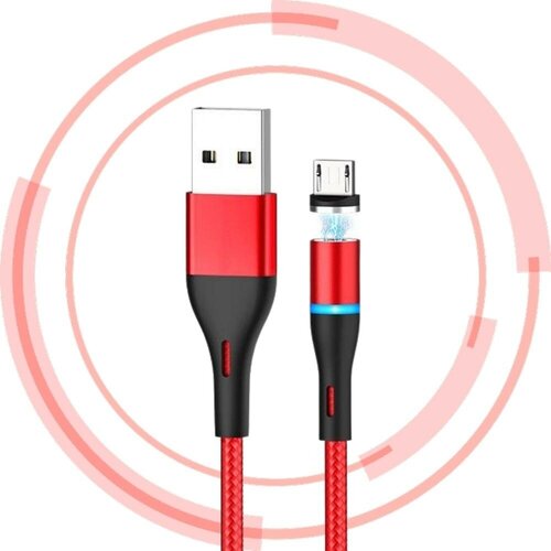 Кабель USB - Micro-USB для Samsung, Honor, Xiaomi, Huawei, Vivo, Nokia, Realme 2.4A BU16 (1.2 м) магнитный Красный / юсб - микро-юсб