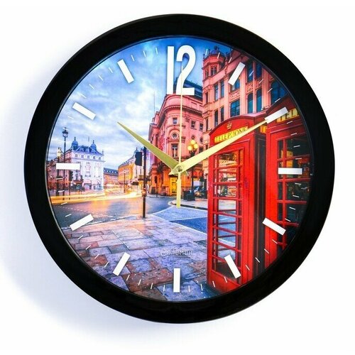 Соломон Часы настенные, серия: Город, "Вечерний Лондон", плавный ход, d=28 см