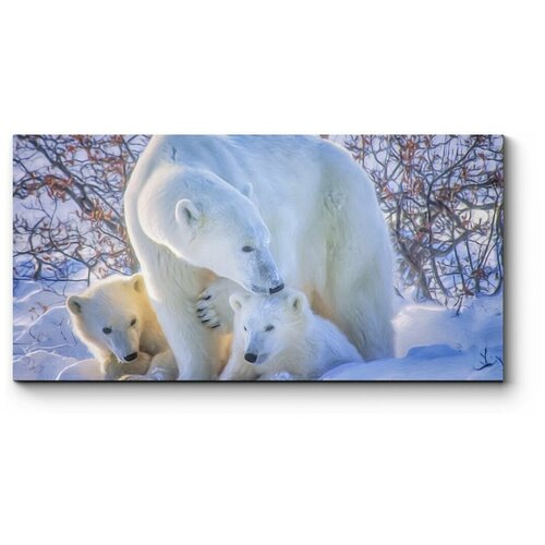 Модульная картина Семейная прогулка полярных медведей 190x95