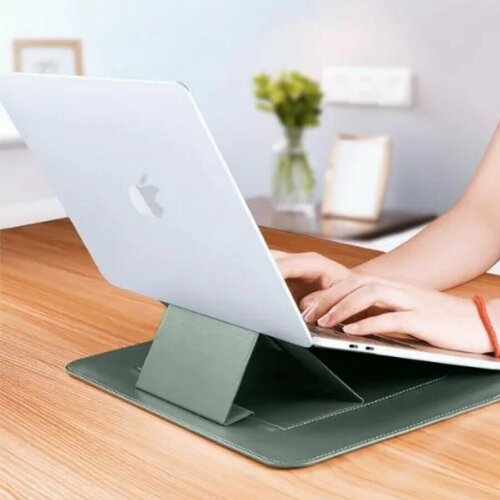 Чехол-подставка для ноутбука WiWU Skin Pro Portable Stand Sleeve для MacBook Pro 16 дюймов (кожаный) - Зеленый