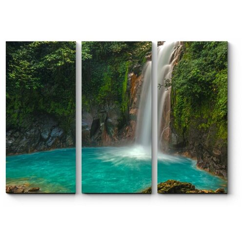 Модульная картина Лазурь вод затерянного водопада, Коста Рика140x100