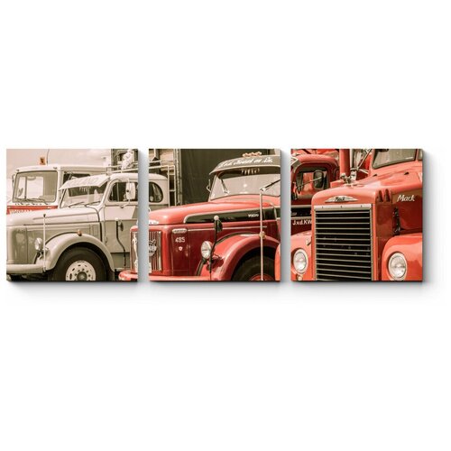 Модульная картина Красные грузовики 140x47
