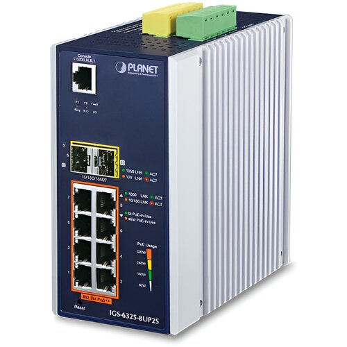 Коммутатор Planet IGS-6325-8UP2S IP30 DIN-rail Industrial L3 8-Port 10/100/1000T 802.3bt PoE