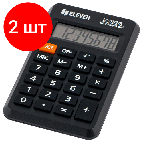 Комплект 2 шт, Калькулятор карманный Eleven LC-310NR, 8 разрядов, питание от батарейки, 69*114*14мм, черный