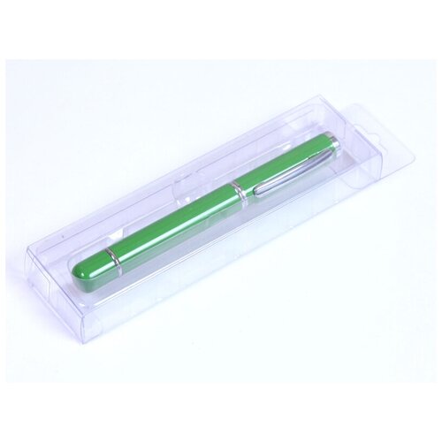 Флешка в виде металлической ручки с мини чипом (64 Гб / GB USB 2.0 Зеленый/Green 366 металлический корпус для гравировки логотипа)
