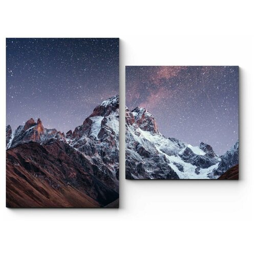 Модульная картина Заснеженные вершины под фантастическим звездным небом 50x38