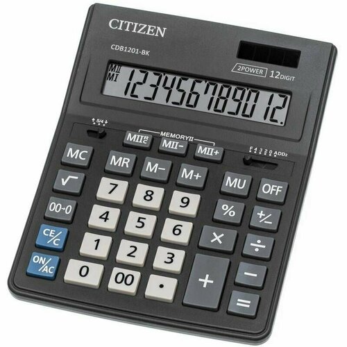 Citizen Калькулятор настольный Полноразмерный Business, 12 разрядный, черный