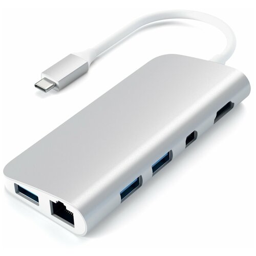 USB-концентратор  Satechi Aluminum Type-C Multimedia Adapter (ST-TCMM8PA), разъемов: 4, 15 см, Silver
