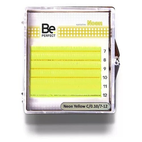 Цветные ресницы Be Perfect Neon Yellow MIX D 0.07 7-12 mm 6 линий