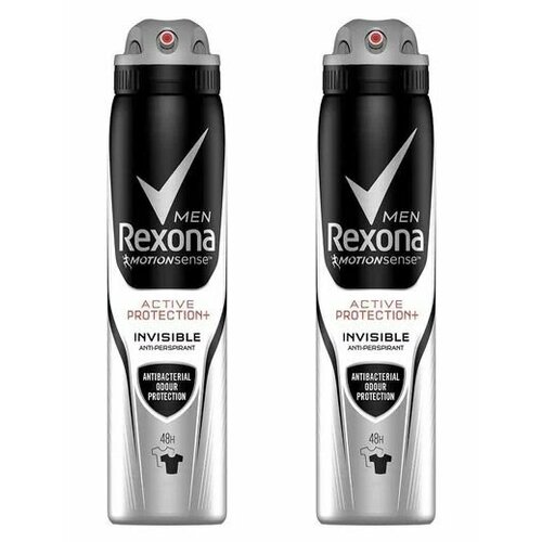 Rexona MEN Антиперсперант Антибактериальный и невидимый на черном и белом, аэрозоль, 200 мл, 2 шт