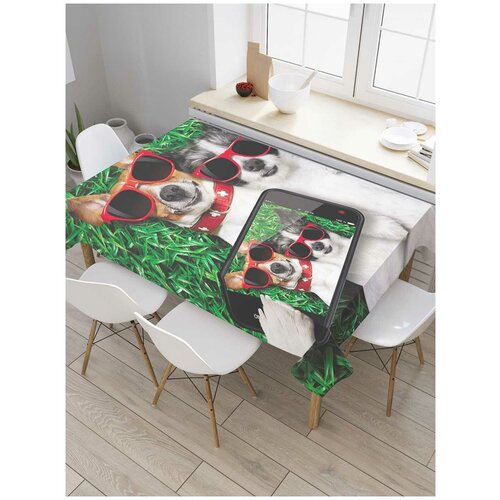 Скатерть прямоугольная JoyArty на кухонный стол "Селфи влюбленных" из оксфорда, 180x145 см