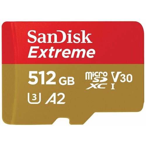 Карта памяти Sandisk Extreme SDSQXAV-512G-GN6MA microSDXC/емкость 512 Гб запись/чтение 130МБ/с/190МБ/с