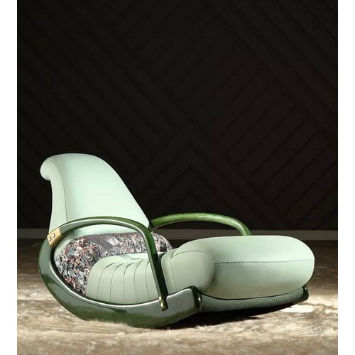 Кресло Роскошное дизайнерское кожанное кресло-качалка Falani (натуральная кожа премиум класса - NAPPA) г/ш/в (мм):1390/730/810