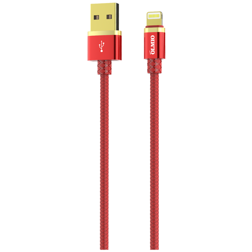 Кабель OLMIO USB 2.0 - lightning (DELUXE), 1 м, красный