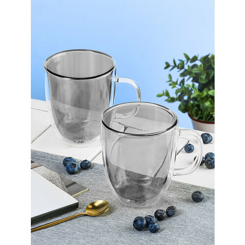 Кружка / чашка для чая / кофе 2шт 350 мл Elan Gallery Crystal glass серый, набор