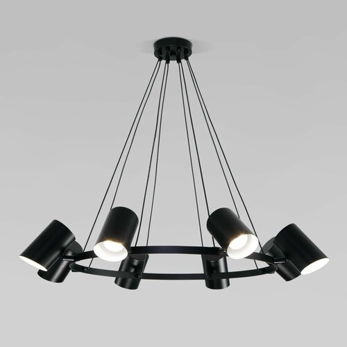 Люстра / Подвесной светильник с поворотными плафонами Eurosvet Splay 70147/8, 8 ламп, GU10, цвет черный, IP20