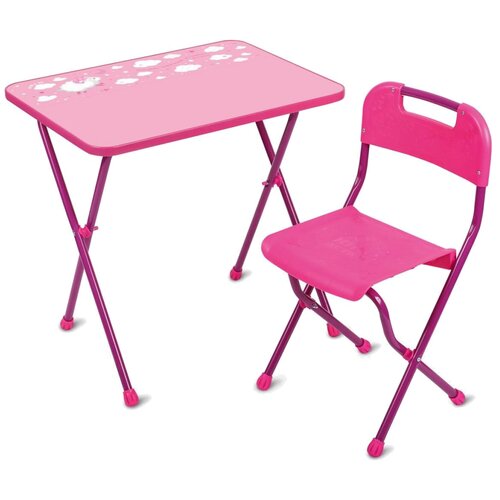 Комплект парта + стул Nika стол + стул Алина 2 (КА2) розовый 60x45 см розовый