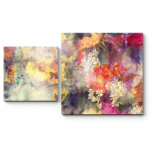 Модульная картина Подсолнухи и полевые цветы 70x42